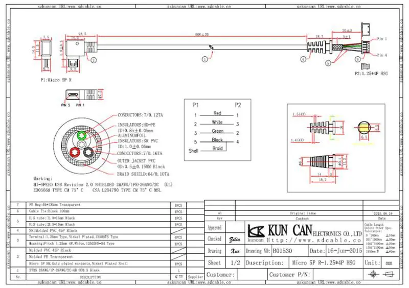 Usb Cable Awm 2725 Vw-1 28awg/1pr+20awg/2c Cable Fancy Fashion Usb 2.0 Cable Connectors Optional ...