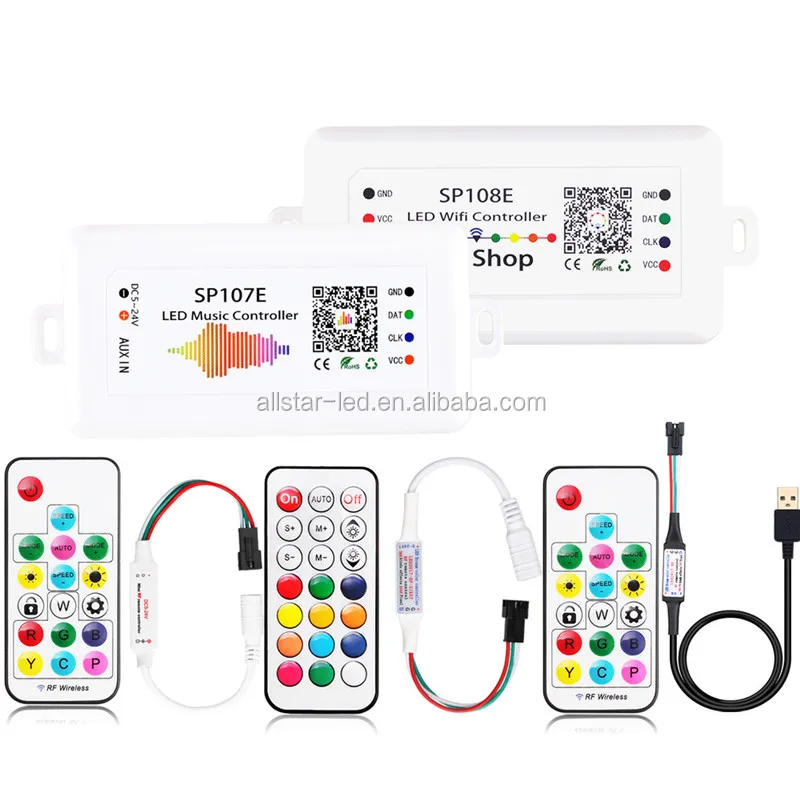 5-24v Ws2811 Ws2812 Controller 3key Rf 17key 21key Wireless Music Wifi ...