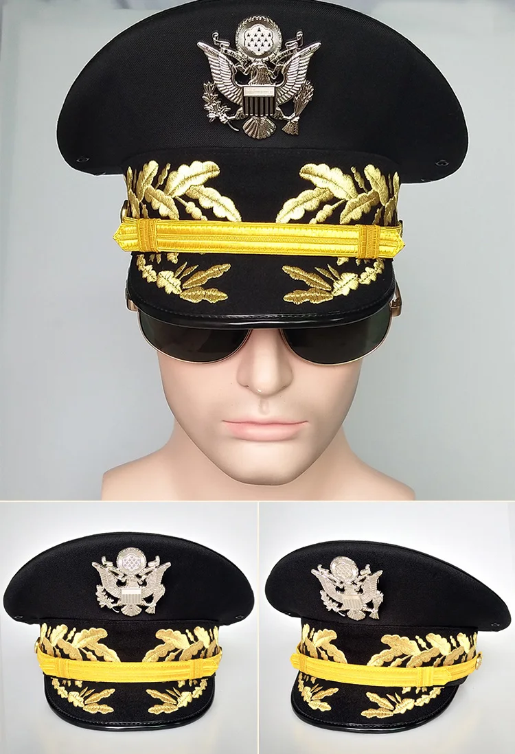 Us Royal Merchant Officer Peaked Cap With Metal Badge Sea Captain Visor ...