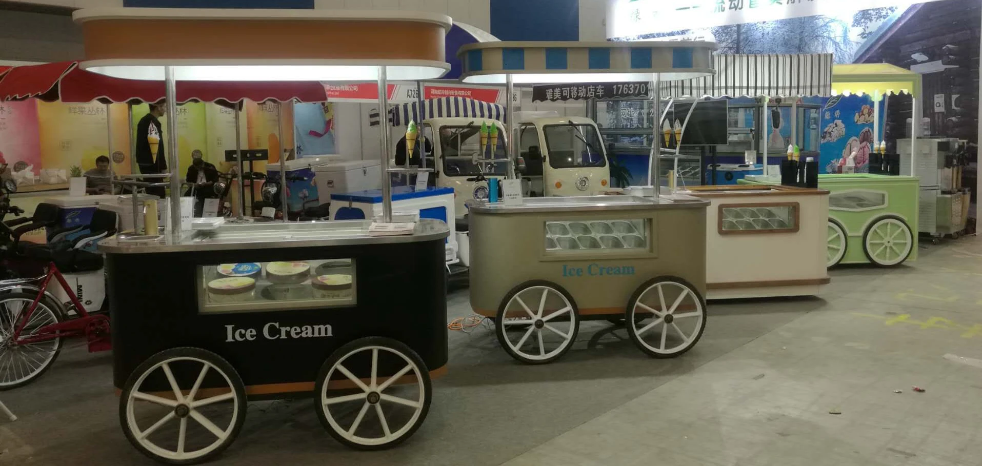 Mobile Mini Ice Cream Cart with Freezer Vending Cart