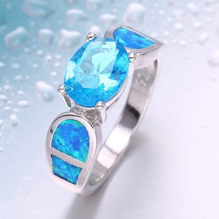 Beautiful Jewelry Blue Opal And Ruby Stone Ring Blue Topaz Diamond Ring ...