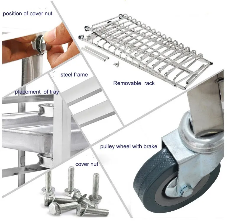 20 Tier Stainless Steel SS Tray Rack Trolley - Durable & Versatile