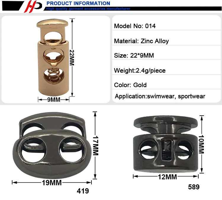 419 Custom Fashion Brass Jacket Black Drawstring Elastic Rope End ...