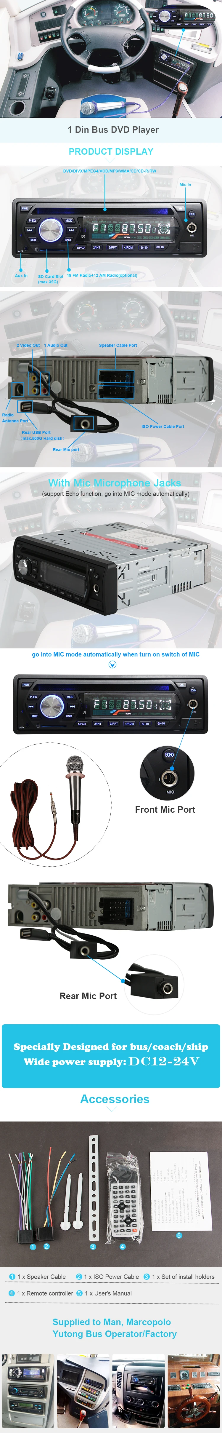 Factory Direct Built-in Fm Radio One Din Car Dvd Bus Dvd Player With ...