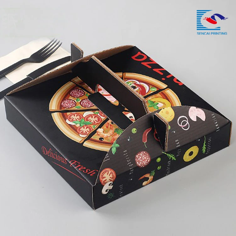 Portable Custom Printed Pizza Corrugated Paper Box With Handle - Buy ...