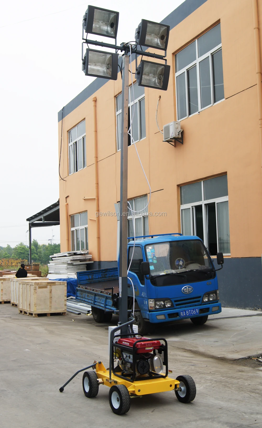 5.5m Industrial Flood Light Portable Movable Lighting Tower With ...