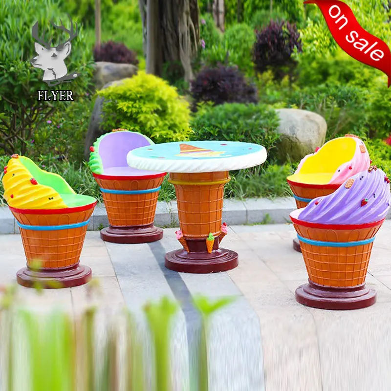 Cheap Fiberglass Ice Cream Shop Resin Chair and Table Set for Sale ...