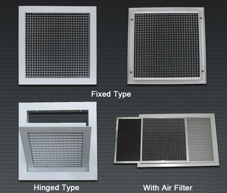 Central Air Conditioner Door-Hinged Eggcrate Grille with Filter