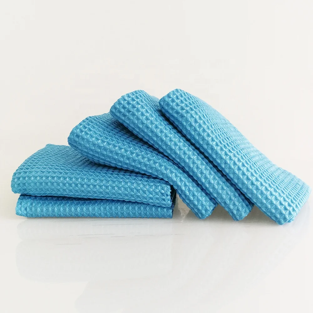 Microfiber Waffle Weave Dishcloths Cleaning Cloths X 16inch Blue Eco ...
