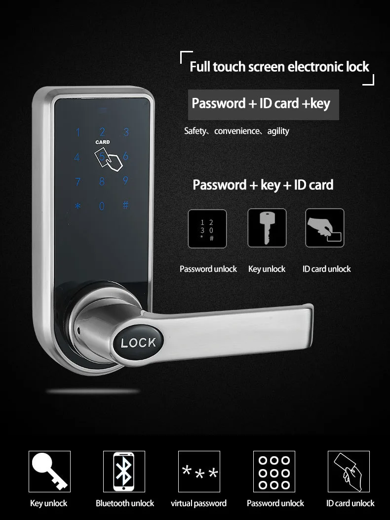 Smart Keypad Swipe Key Rfid Card Reader Digital Code Handle Door Lock ...