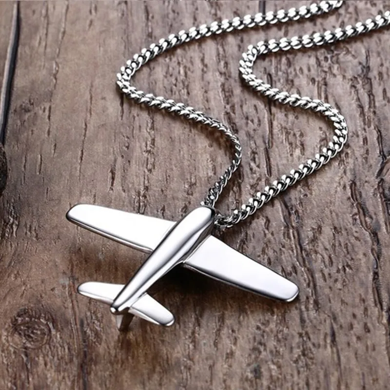 Fashion Women Jewelry Plane Model Pendant Stainless Steel Airplane ...