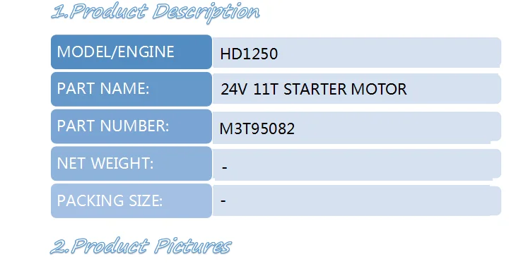STARTER MOTOR 24V 13T M3T95082 for MITSUBISHI 6D22 ENGINE