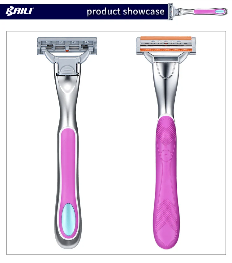 Best Women Cartridge Razor 3 Blades Razor Shaver With Rubber Handle ...