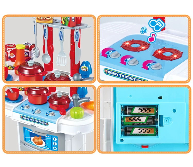 Education Preschool Play Plastic Kids Kitchen Set Toy With Light And Ic ...