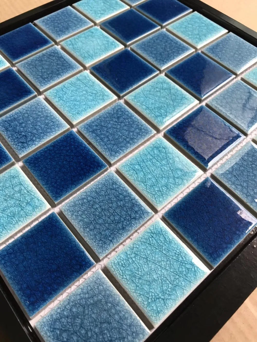 Hot Melt Blue Iridescent Pool Tiles - Durable & Stylish