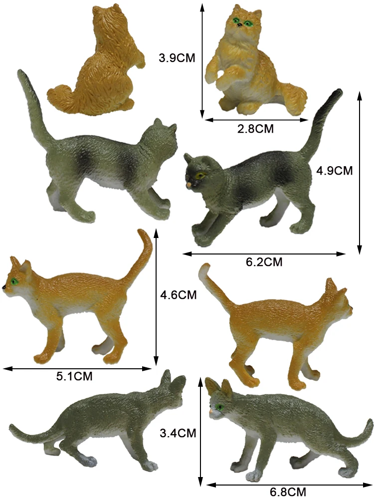 Many Kinds Mixed Vivid Plastic Cat Figure Toy for Kids