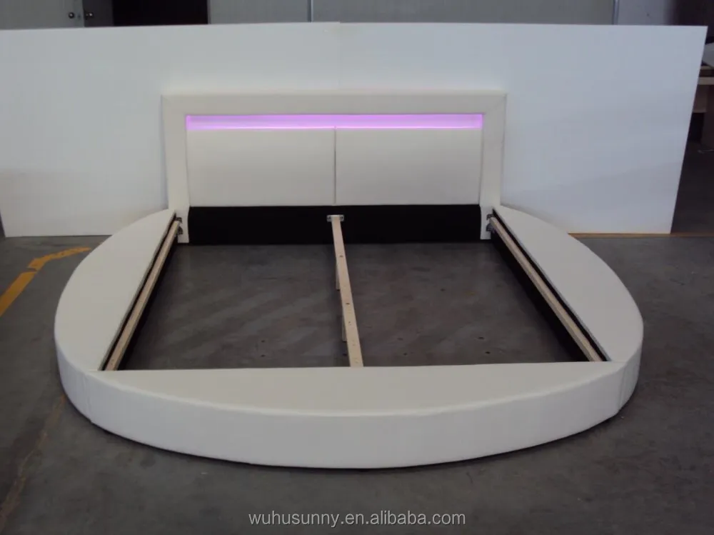 Round Leather Bed With Led Light - Buy Round White Leather Bed,Faux ...