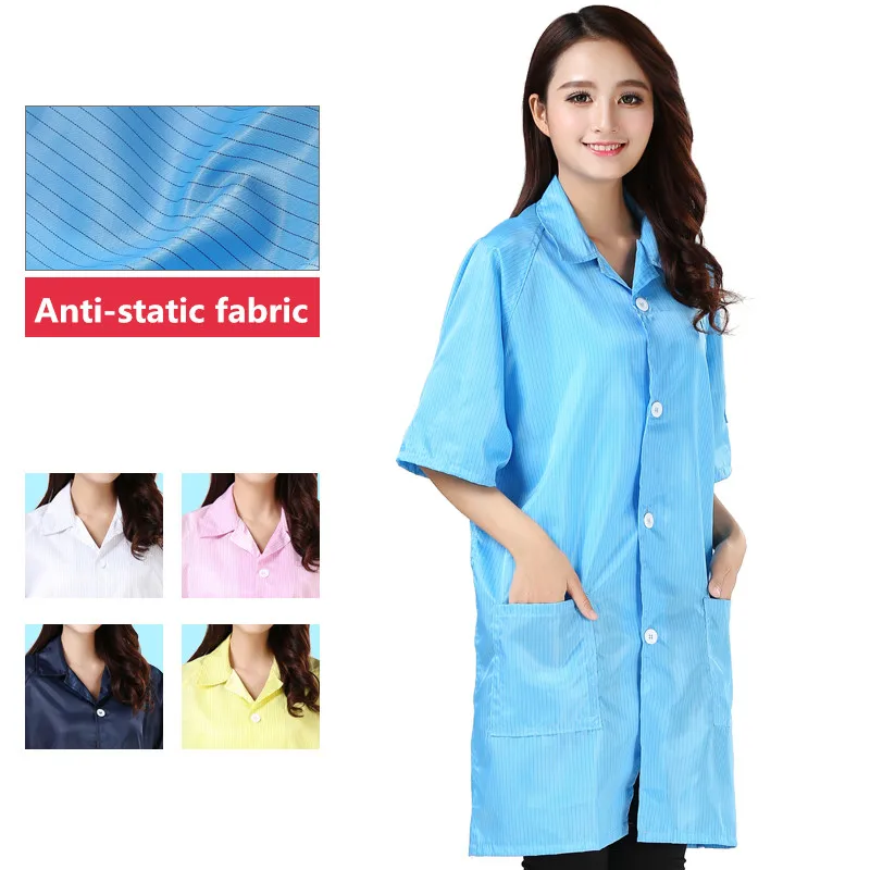 Short Sleeve Esd Coat Antistatic Smock Esd Clothes For Cleanroom - Buy ...