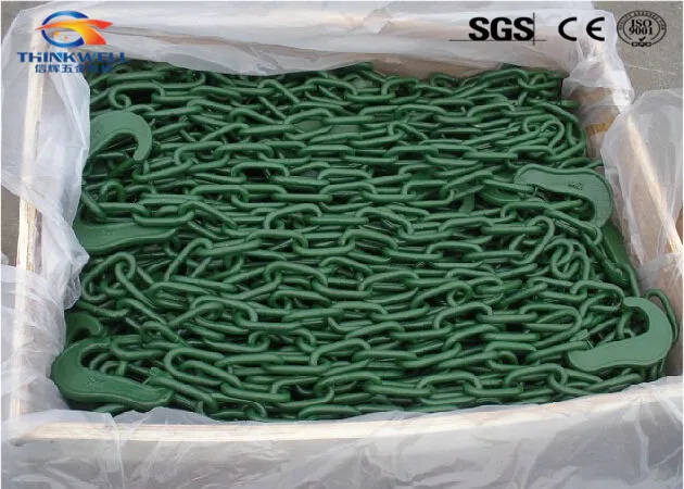 Colorful G80 Alloy Steel Marine Lashing Chain With C Hook For Container ...