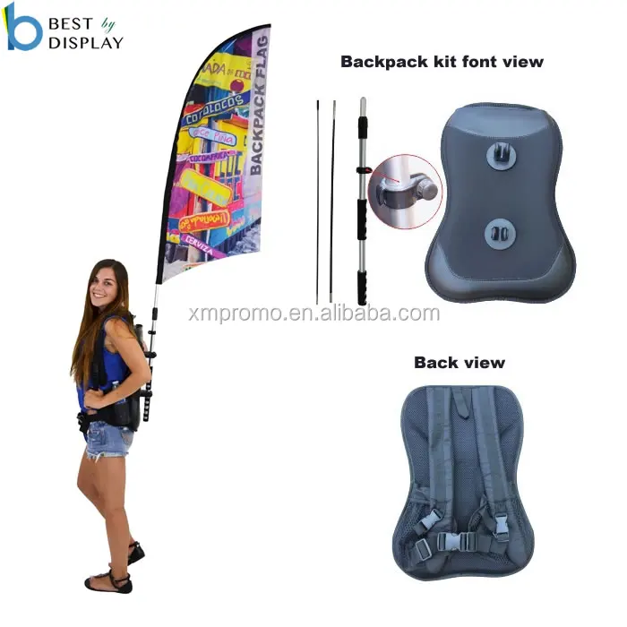 Outdoor Advertising with Human Backpack Feather Flag Banners