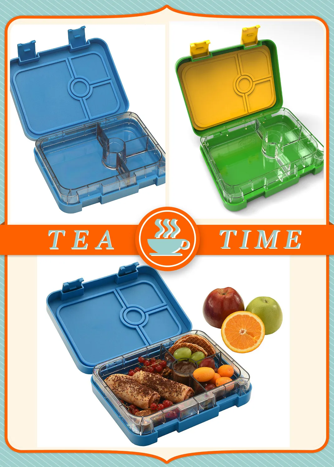 Enhanced Personalized 4 Compartments Lunch Box For Kids And Adults That ...