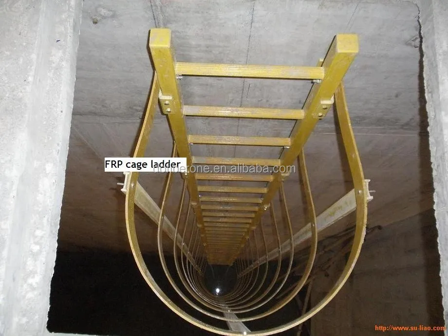 Frp Grp Fiberglass Cage Ladder - Anti-Corrosion & Insulation