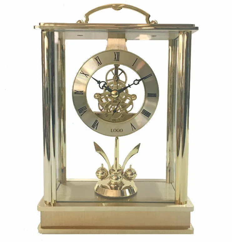 Metal Mechanical Desk Clock - Classic Gold Quartz Analog Timepiece for ...