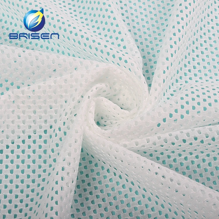 White Open Weave 80 Polyester 20 Elastane Mesh Fabrics For Baby Crib ...