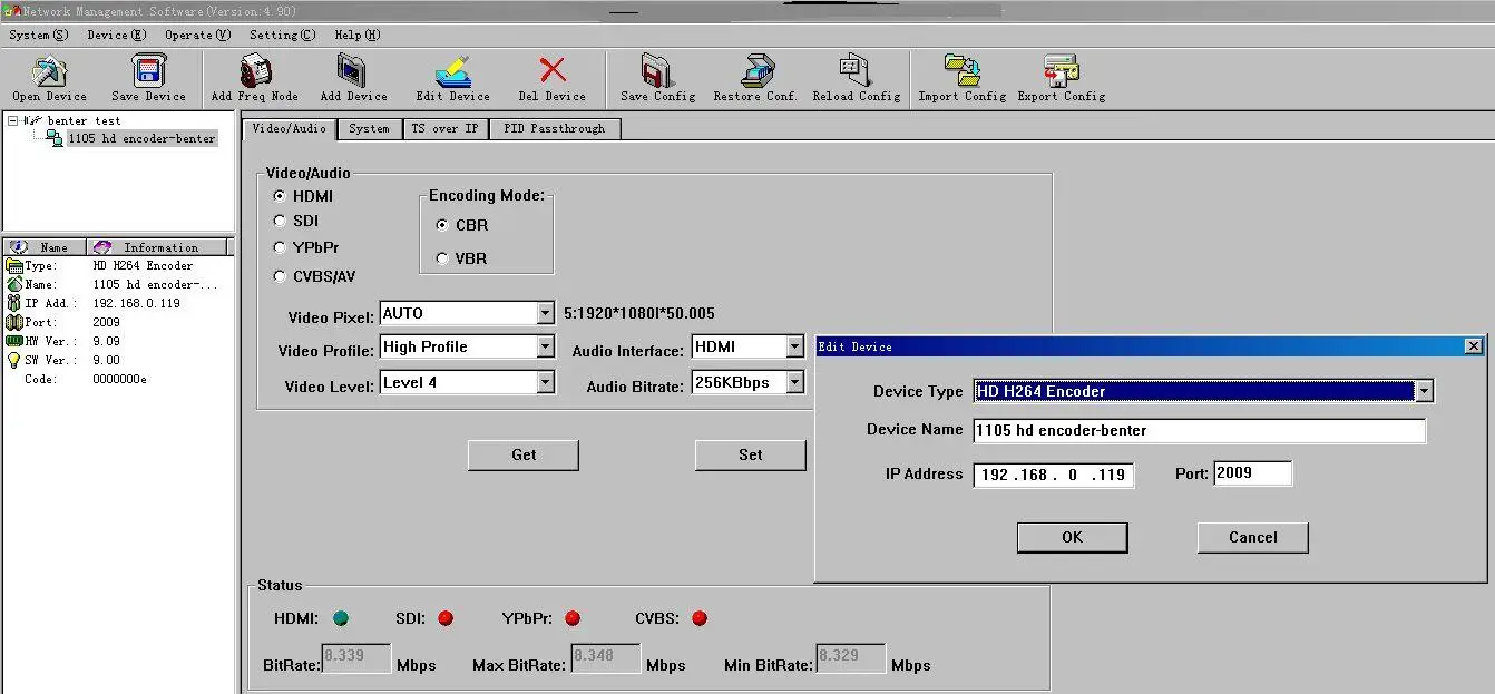 SDI Input Udp Rtp Output Ts Encoder - Hd+sdi+ypbpr+cvbs