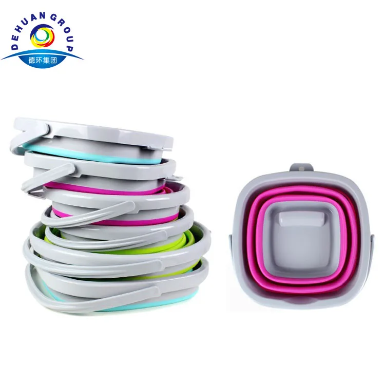 Multi-function Square Foldable Pail Silicone Collapsible Bucket