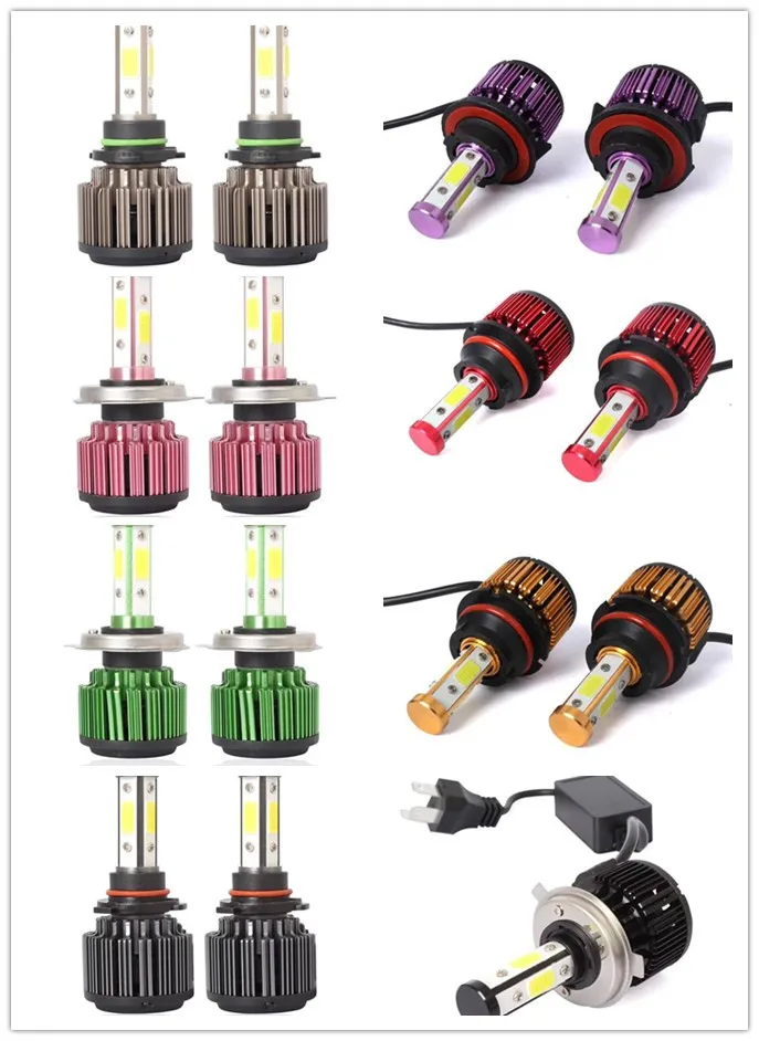 Wholesale 4 Sided Led Headlight Bulb H4 H7 Car Led Headlight With Fan ...