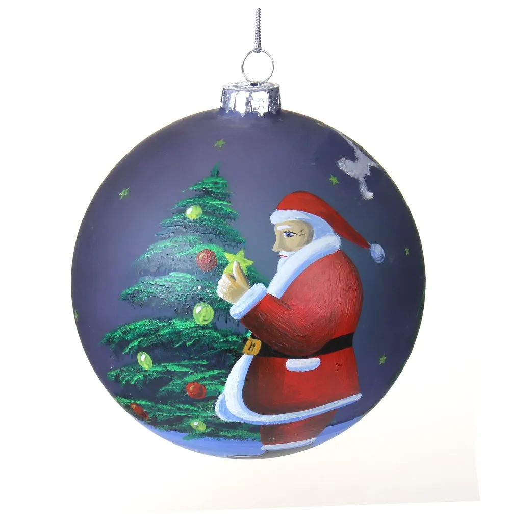 Hot Sale Glass Christmas Ball With Santa Claus - Buy Single Color Glass ...