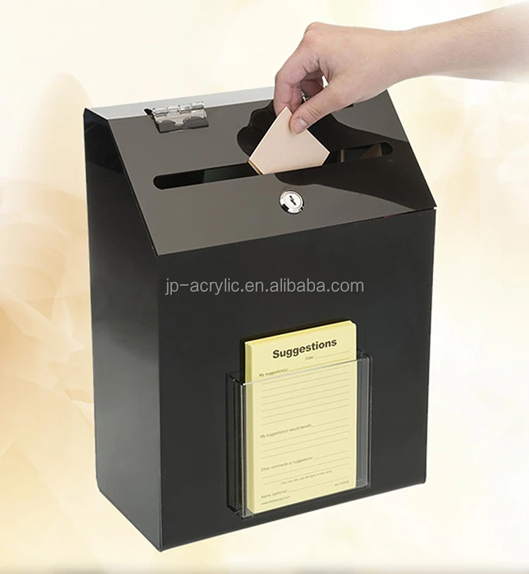 Black With Pocket And Lock Acrylic Ballot Suggestion Box Design - Buy ...