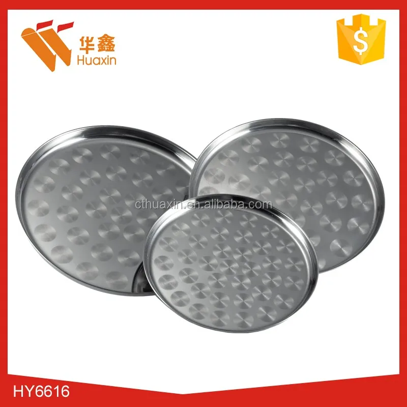 Stainless Steel Round Food Serving Tray - Buy Round Serving Tray ...