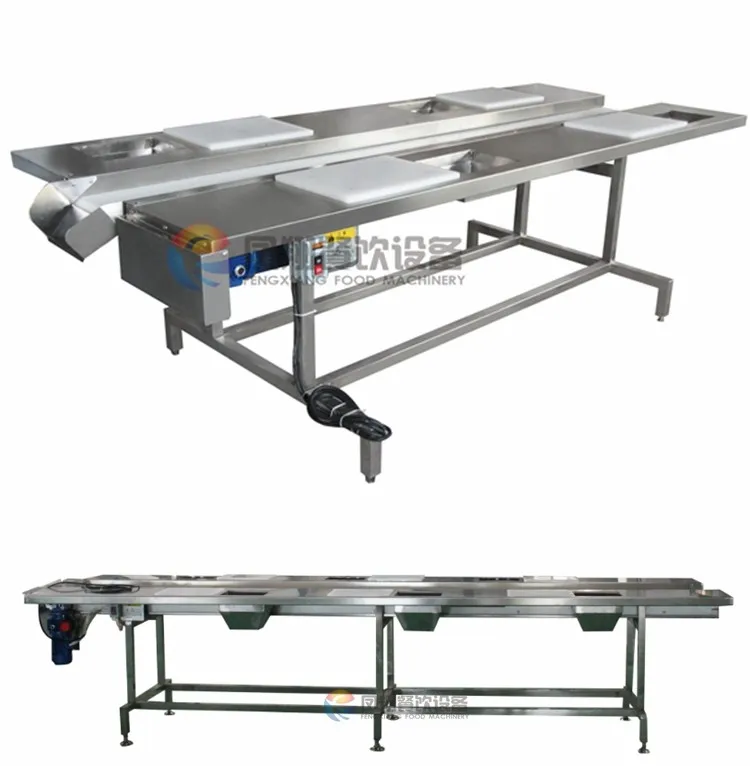 Vegetable Selection Inspection Work Table With Conveyor Under Shelf Sorting Tables - Buy ...