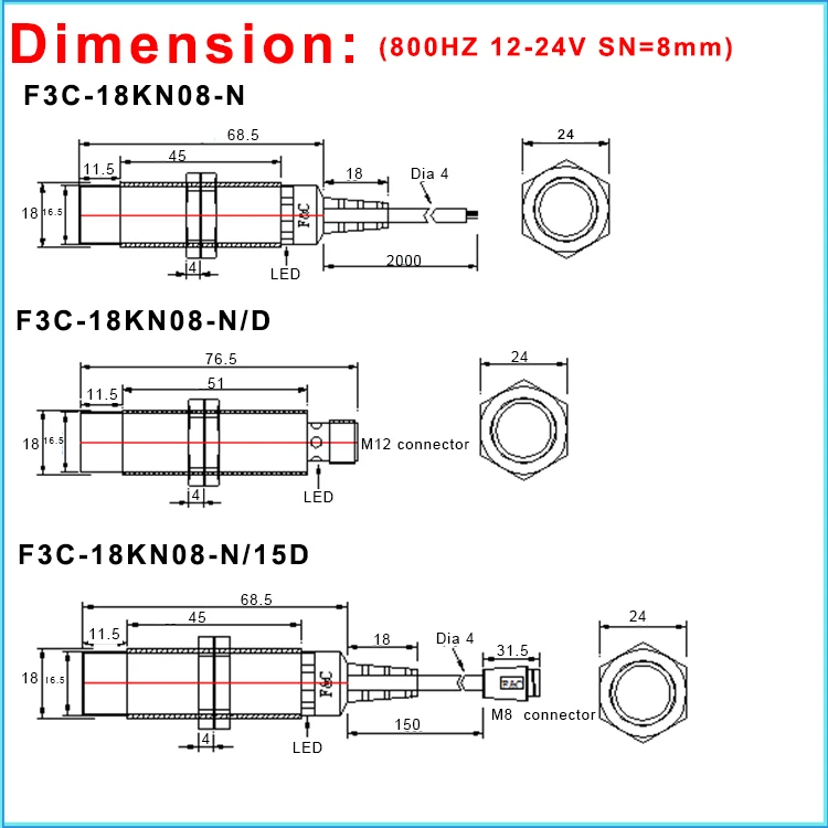 Sensor Proximitas 3 Kabel PNP 8mm M18 Non-flush 5V Saklar Posisi ...