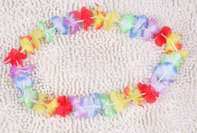 V-1076 Rainbow Colour Garland Hawaiian Necklace Artificial Flowers Leis ...