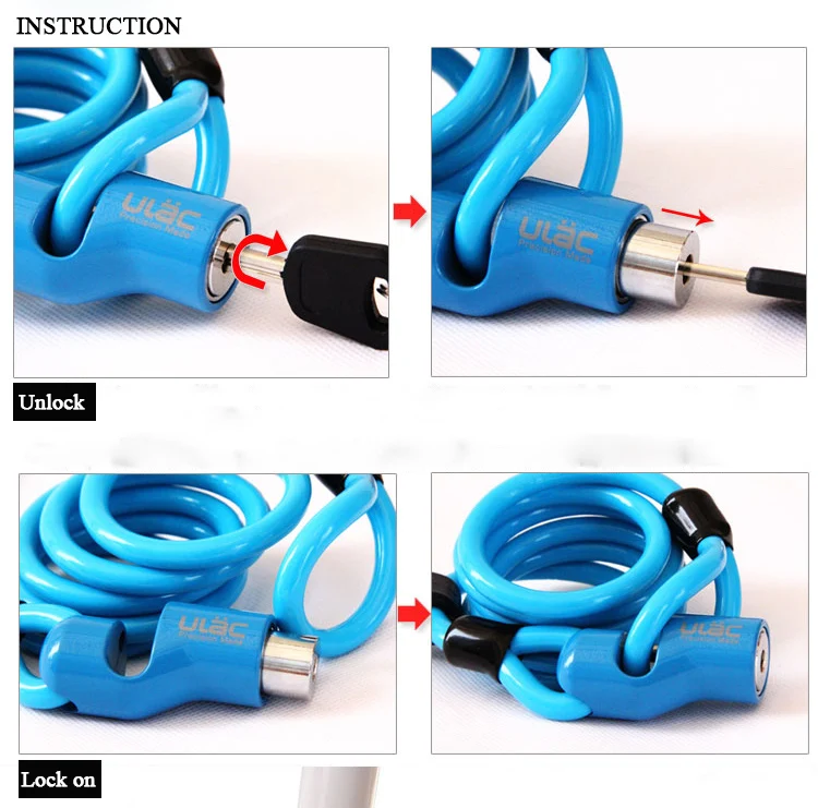 Bicycle Cable Lock Strong Bike Wheel Lock 2 Keys Cycling Bike Padlock ...