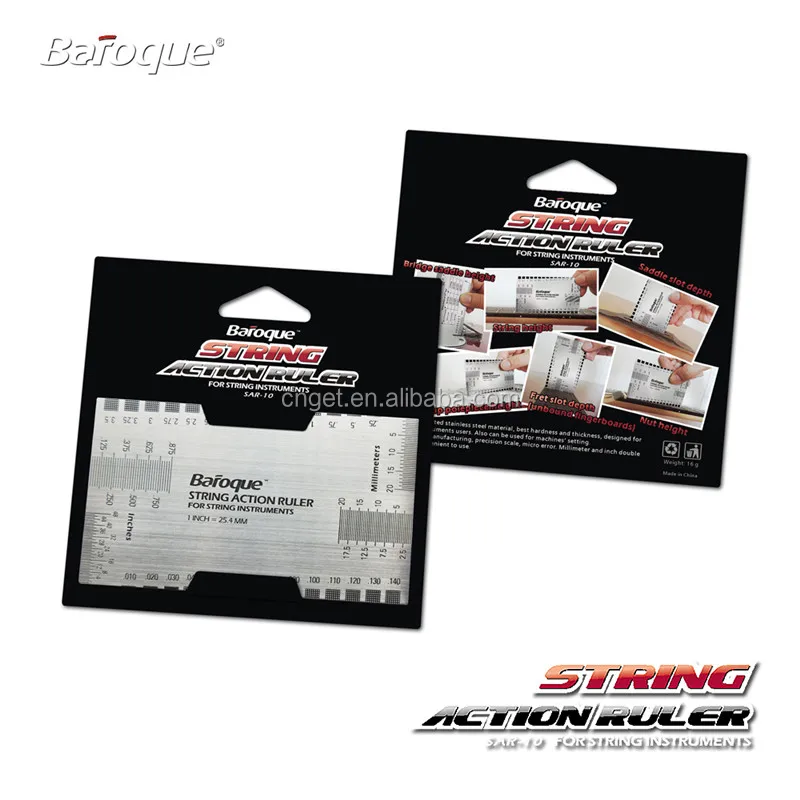 Baroque Stainless Steel Guitar & Bass String Action Gauge Tool