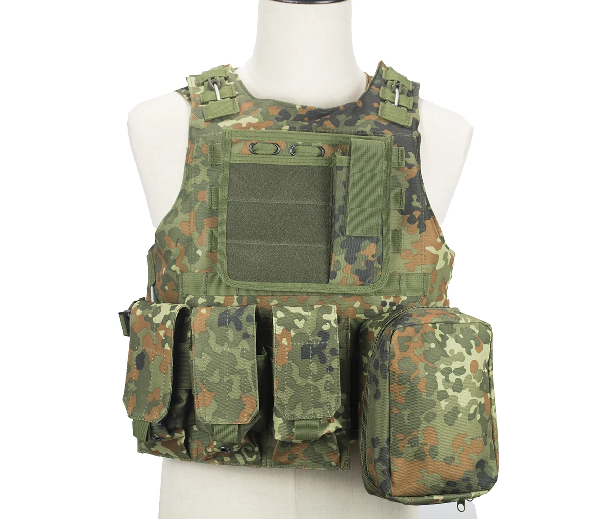 Tactical Flecktarn Camo Plate Carrier Vest with Mag Pouches