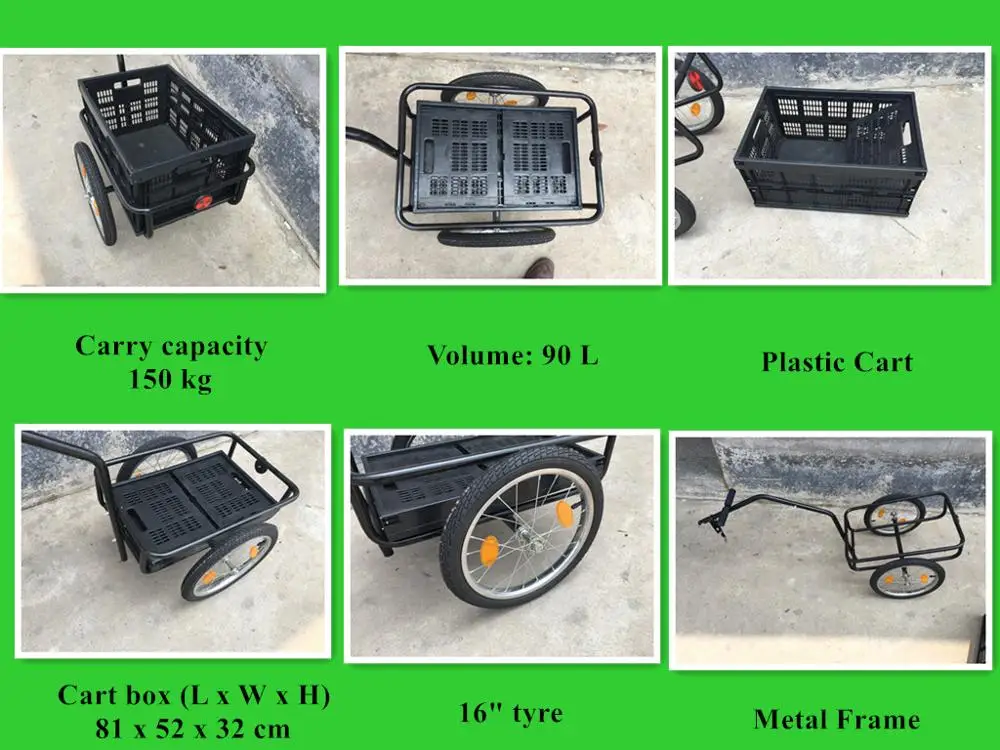 Plastic Poly Bike Bicycle Motorcycle Folding Cargo Utility Trailer ...