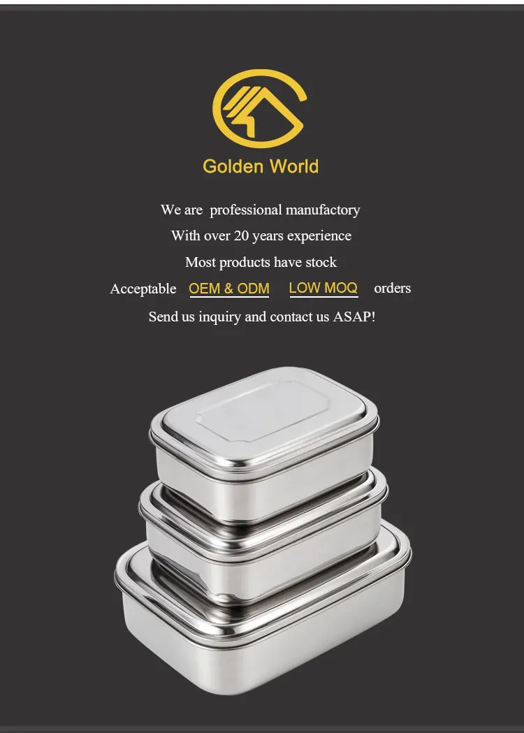 1200ml Square Stainless Steel Food Container With 3 Compartment - Buy ...