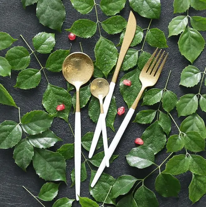 Portuguese Style Matte Copper Cutlery Gold Plated Edible Flatware Set ...