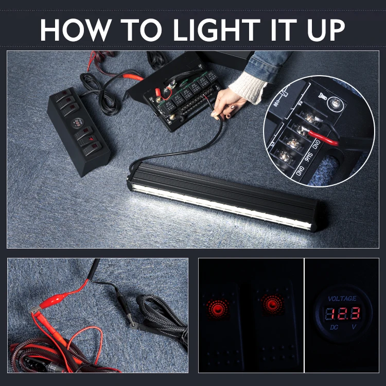 12V Car 6 Gang Rocker Switch Panel for Jeep Wrangler