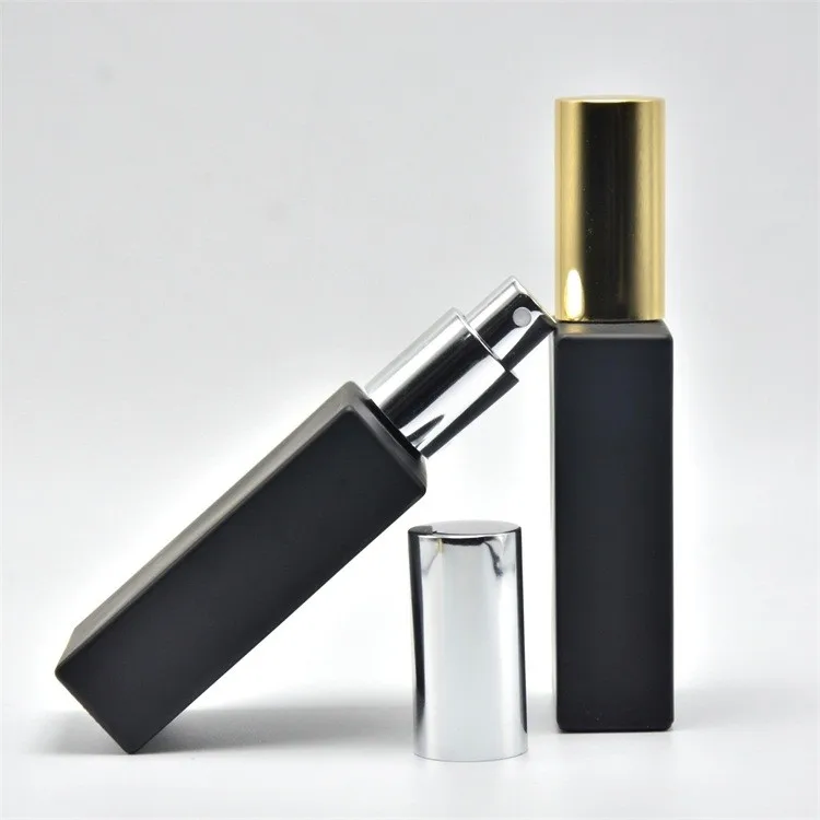 High Quality 50ml Frosted Black Rectangular Perfume Glass Spray Bottle ...