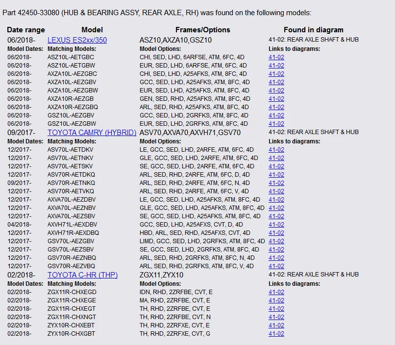 For Toyota Camry 2018-2019 Rear Wheel Hub Bearing Assembly 89544-06090 ...