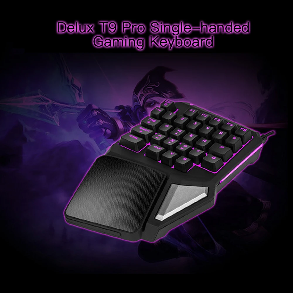 Delux T9 Pro Professional One Hand Gaming Keyboard Usb Wired E-sports ...