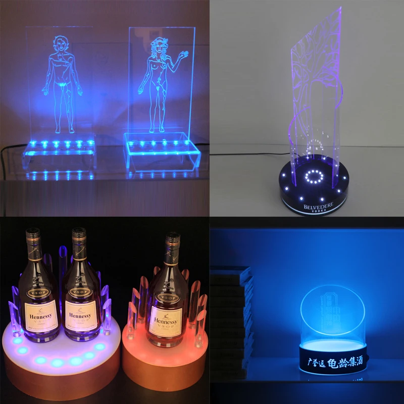 4 Shelves LED Acrylic Water Bottle Display Stand for Vodka