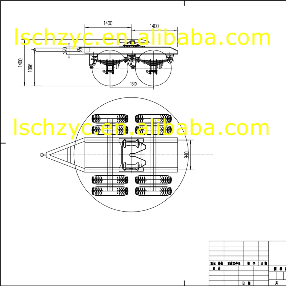 Dolly extensible Factory 2 ejes con drawbar para semirremolque