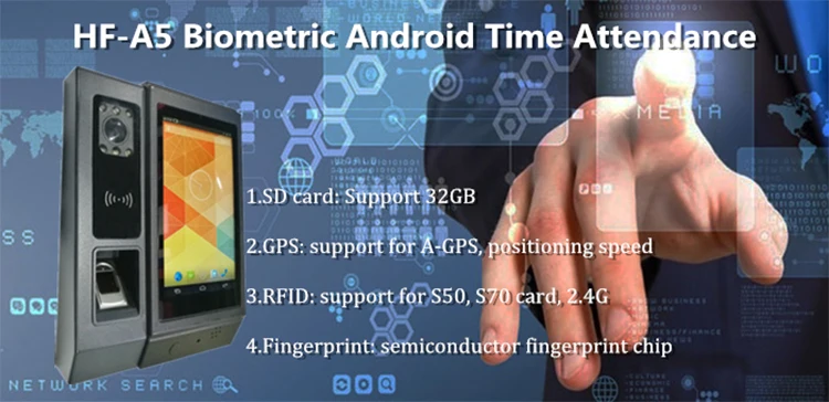 HF Security (HF-A5) 3G Biometric Time Clock & Fingerprint Reader ODM